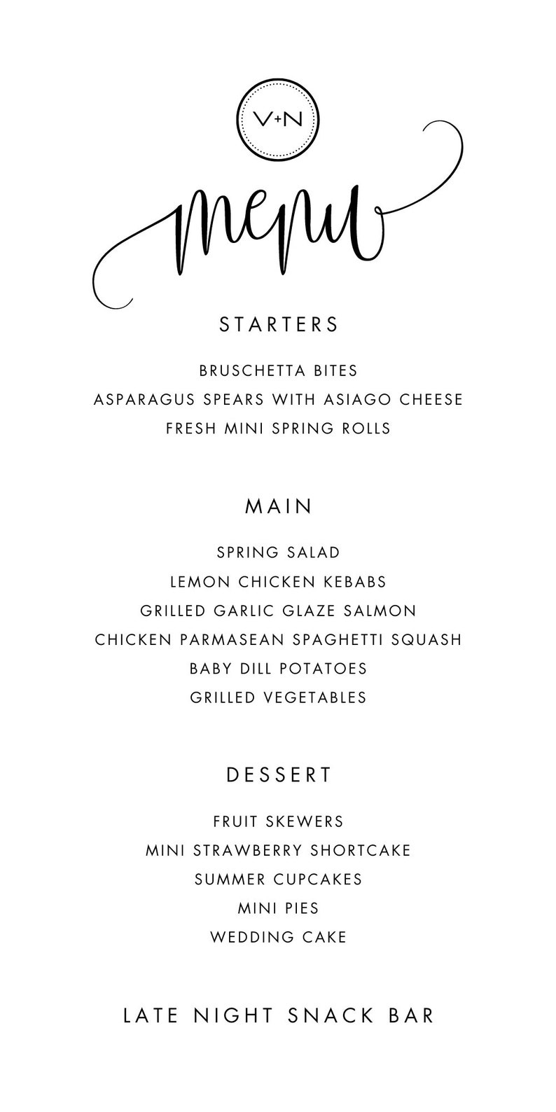 Wedding Dinner Menu Card 4x8 Fully Editable and Printable Template ...