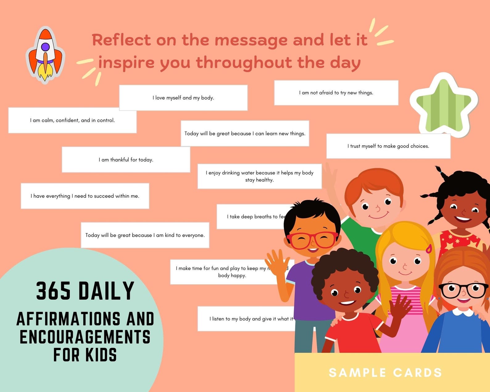 365 Daily Affirmations for Kids | Printable Positive Affirmation Cards ...