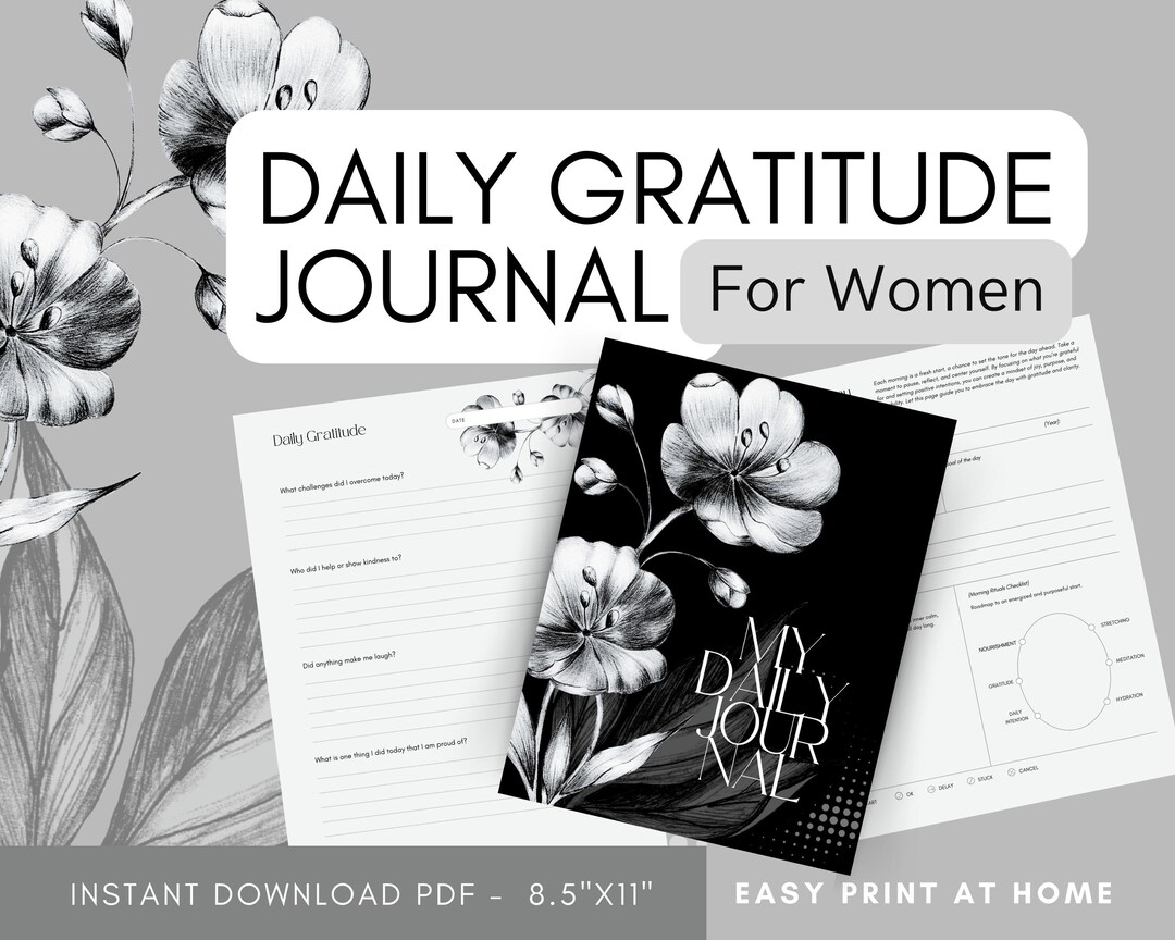 Daily Gratitude Journal & Planner | Print at Home Journal Pages, 114 ...