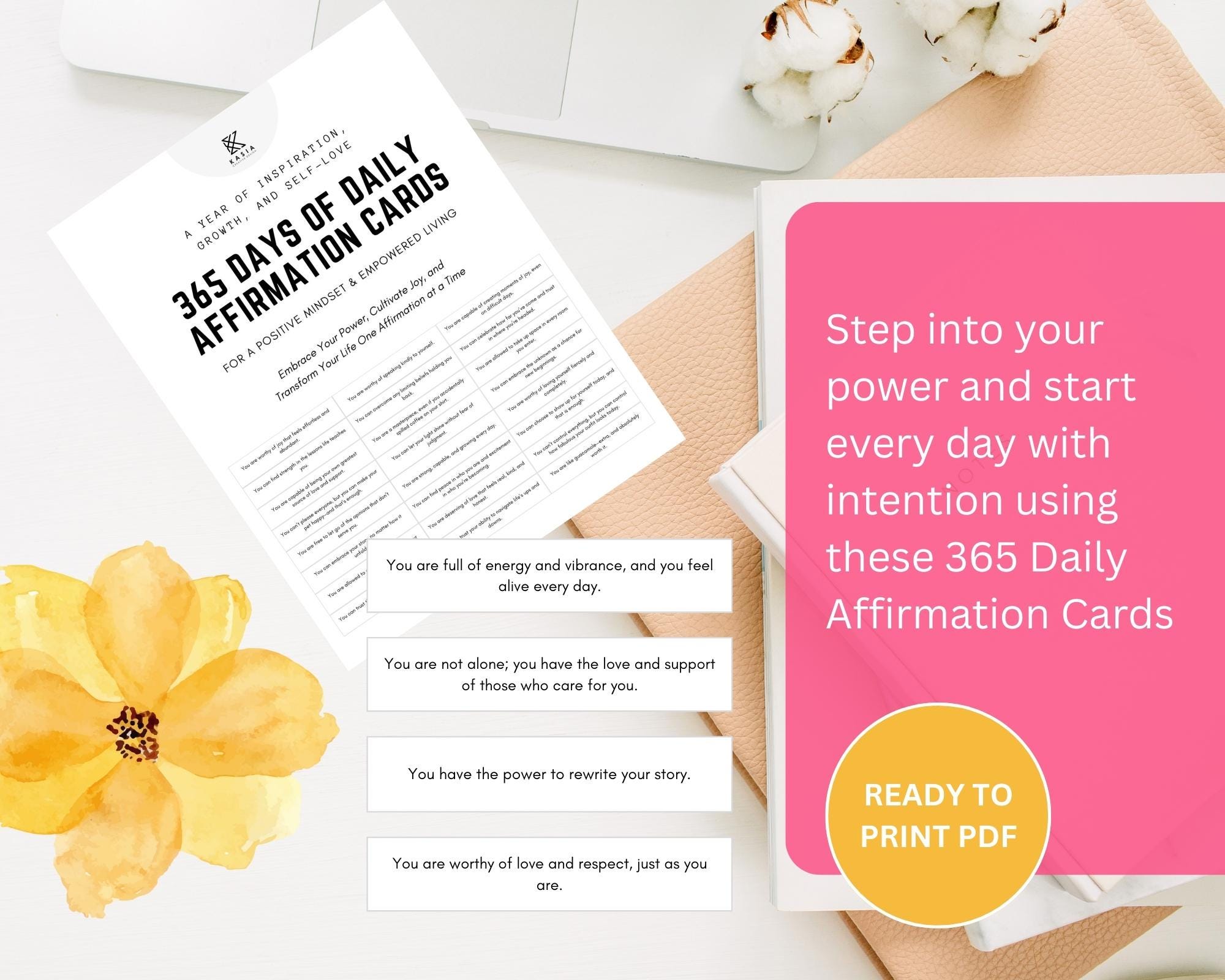365 Daily Affirmation Cards | Printable Positive Affirmations | Self ...