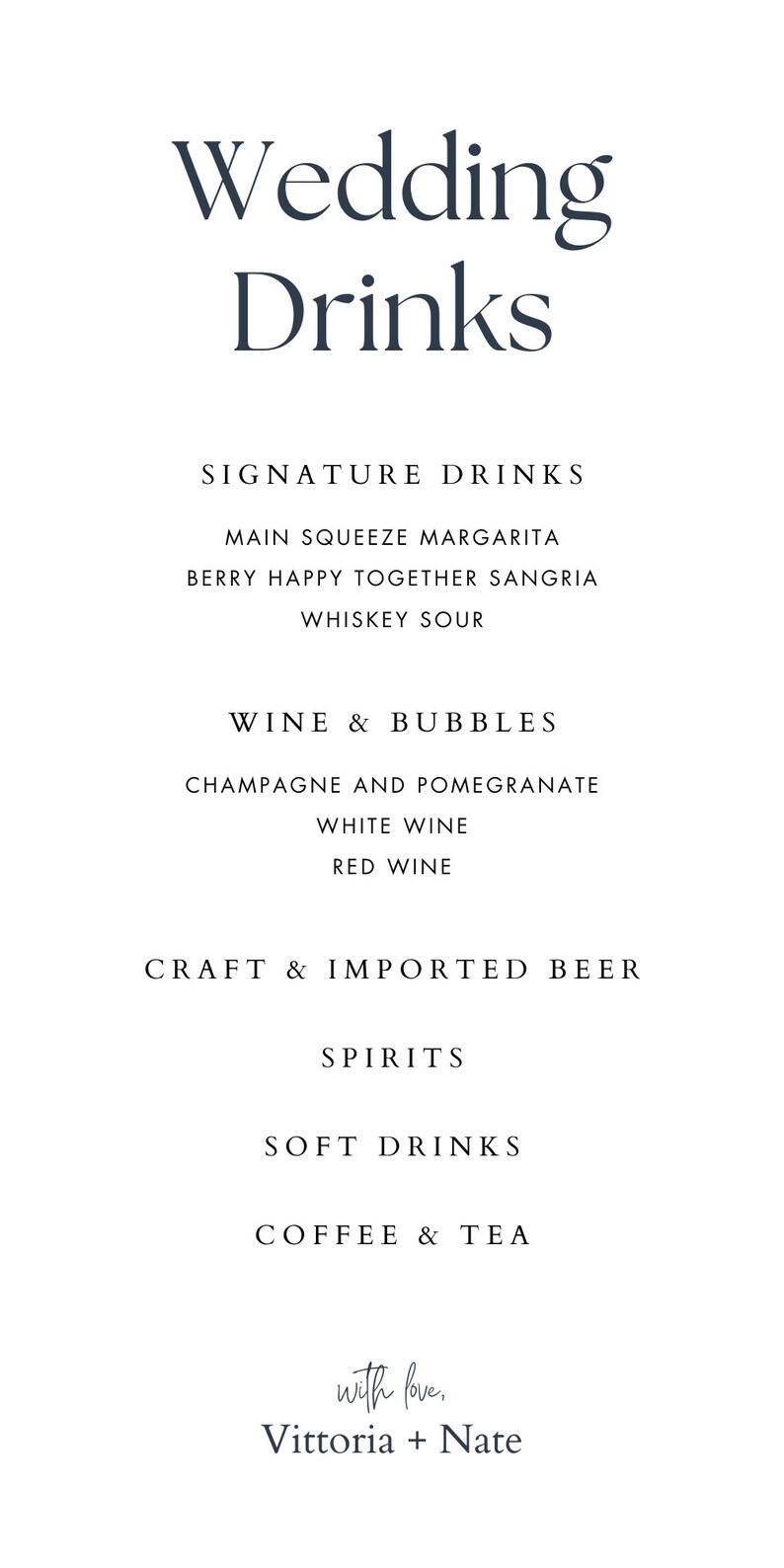 Wedding Bar and Drinks Menu Card 4x8 Fully Editable and Printable ...