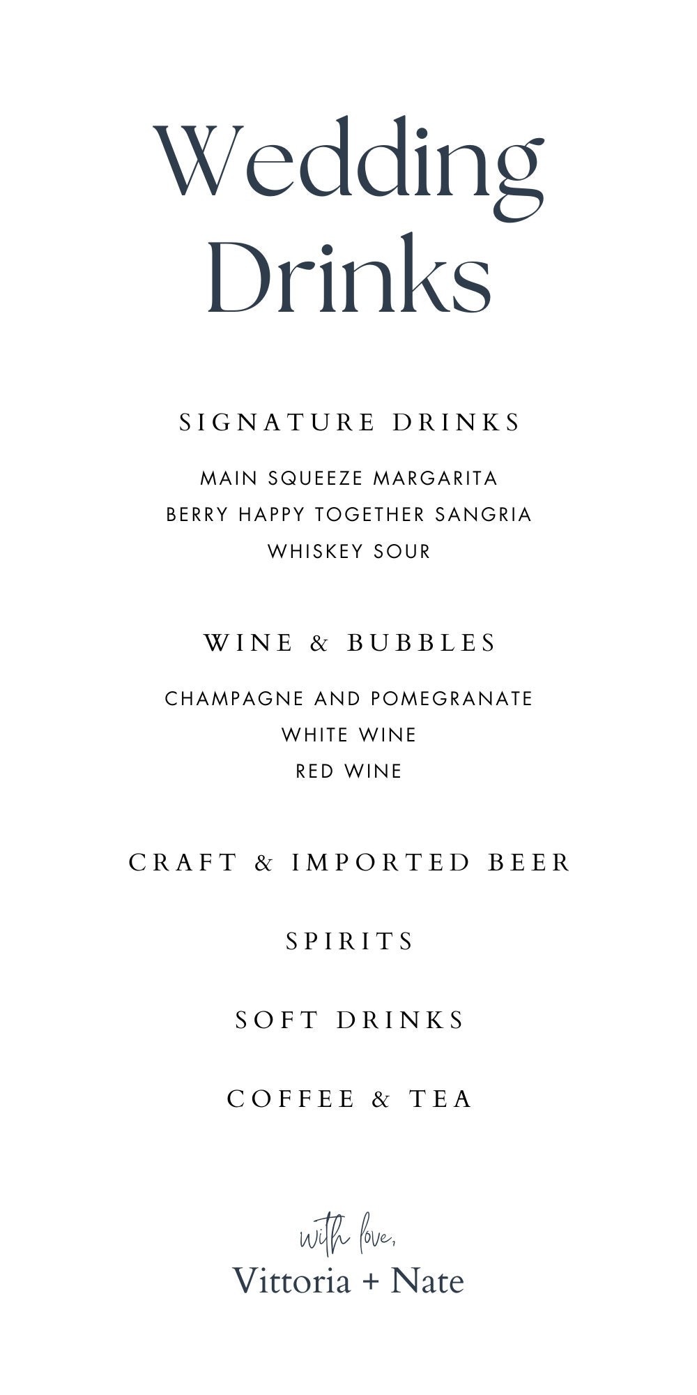 Wedding Bar and Drinks Menu Card 4x8 Fully Editable and Printable ...