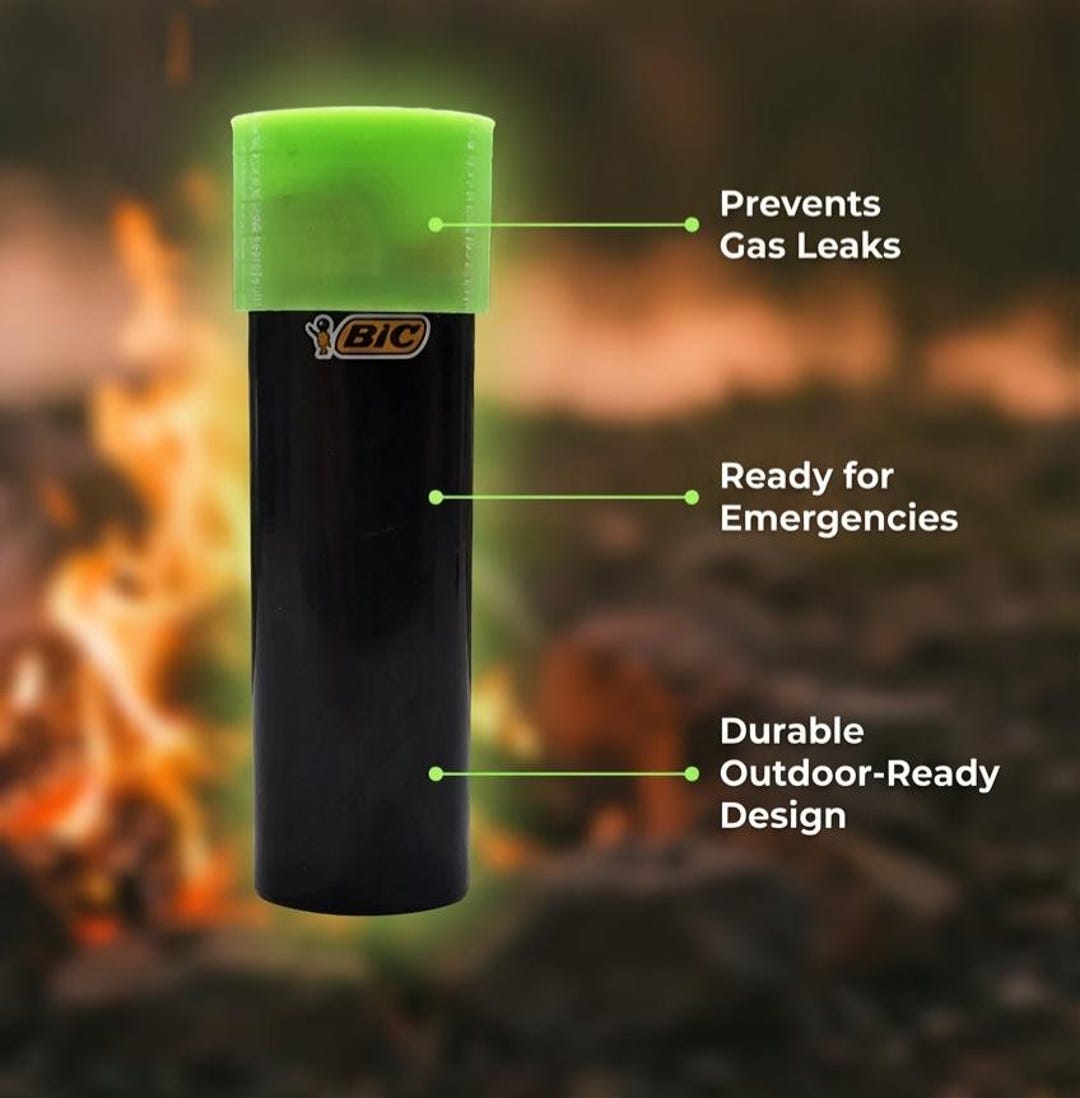 BIC Lighter Cap Reg or Mini 6 Pack With or Without Keychain Ring (glow ...