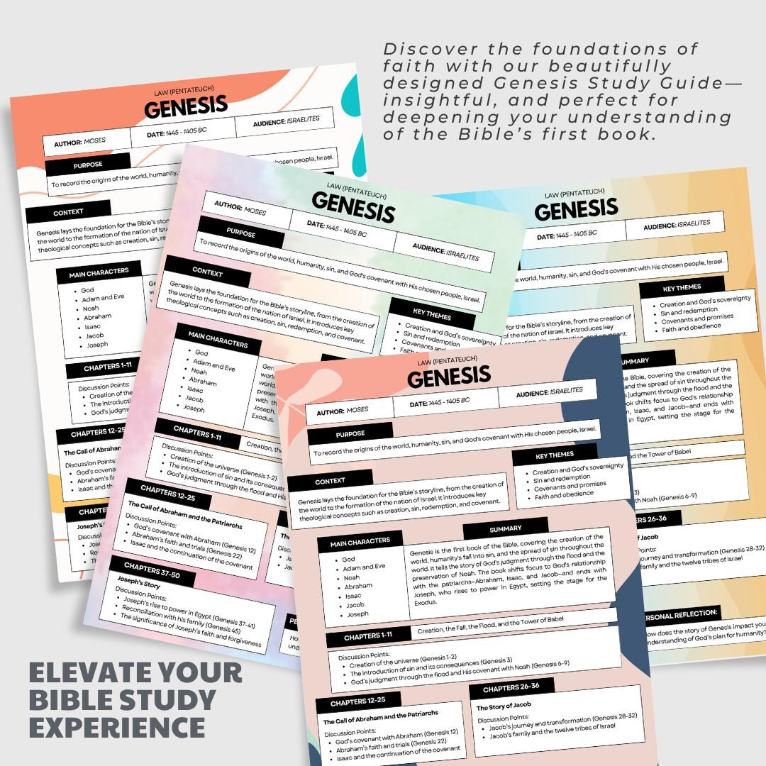 Genesis Bible Study Guide | Printable With 10 Custom Backgrounds ...