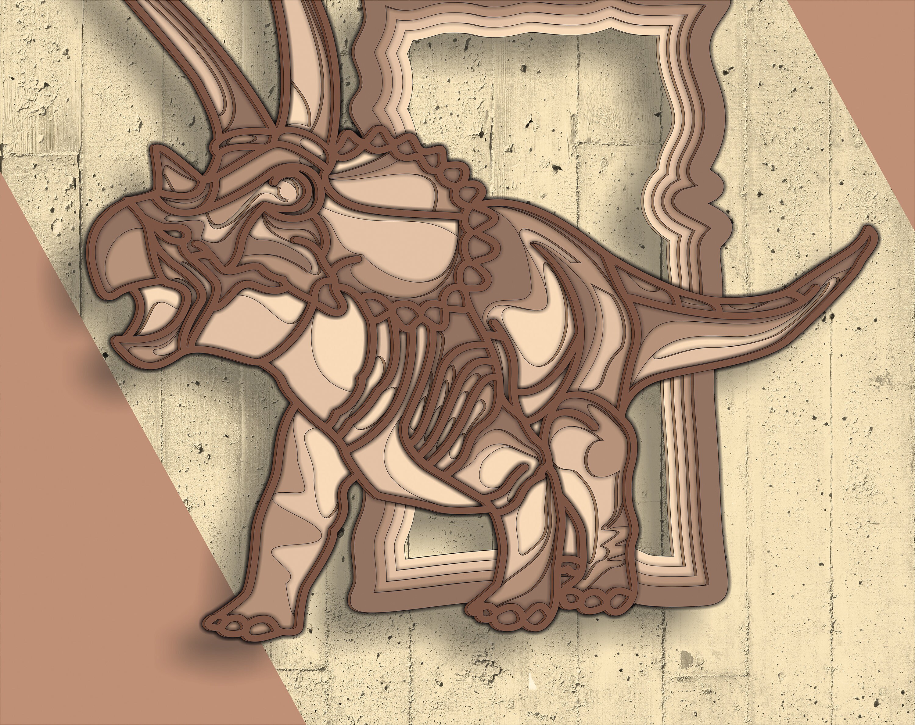 Triceratops 3D Layered SVG, Laser Cut Files, Dinosaur Wood Cutout ...