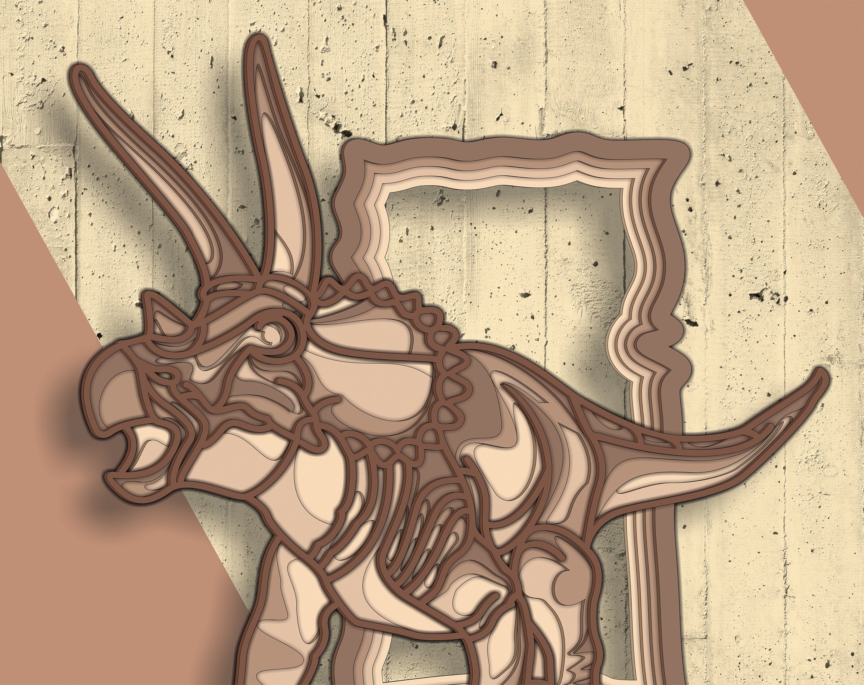 Triceratops 3D Layered SVG, Laser Cut Files, Dinosaur Wood Cutout ...