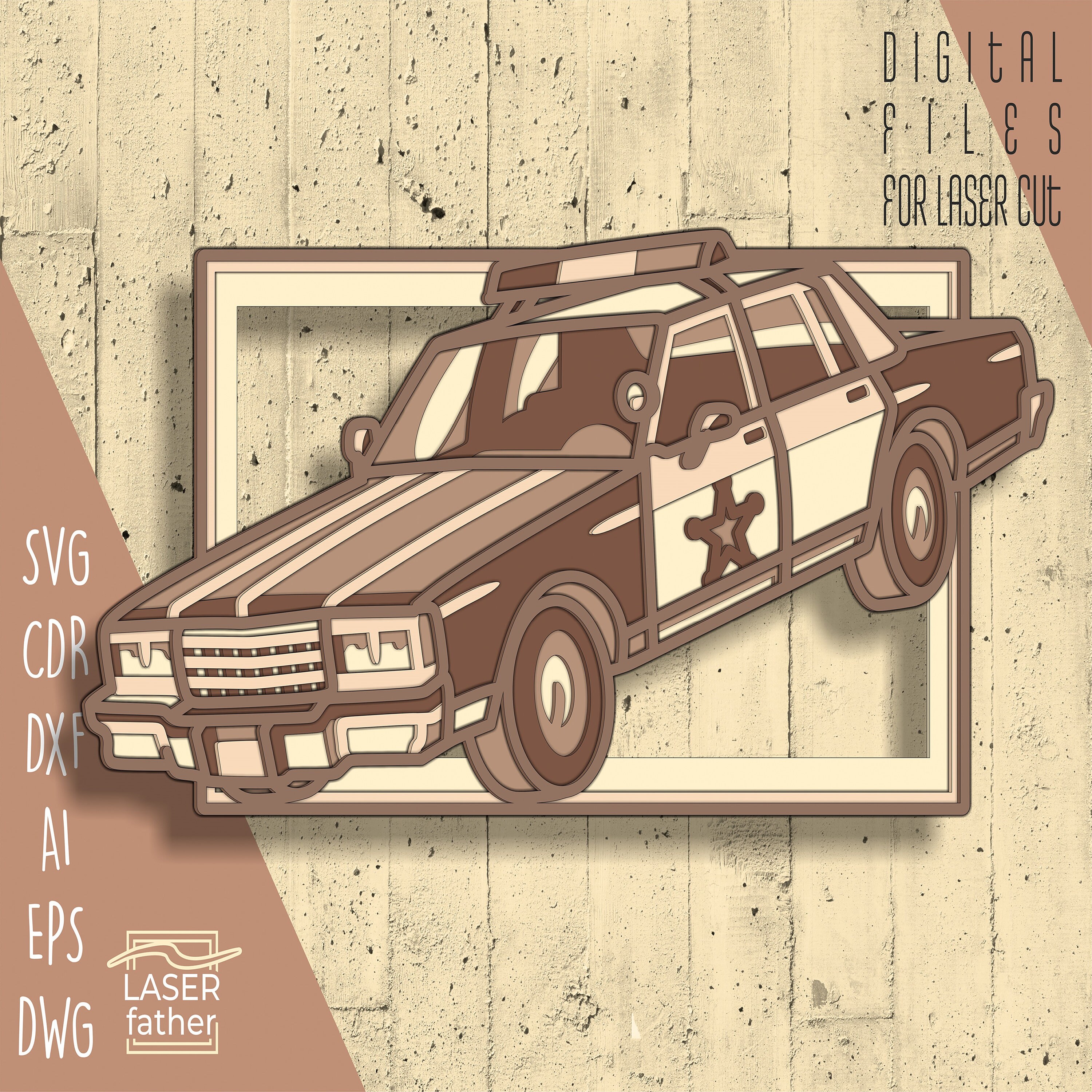 Police Car SVG for Cricut Project, Multilayer File, Digital Download Ai ...