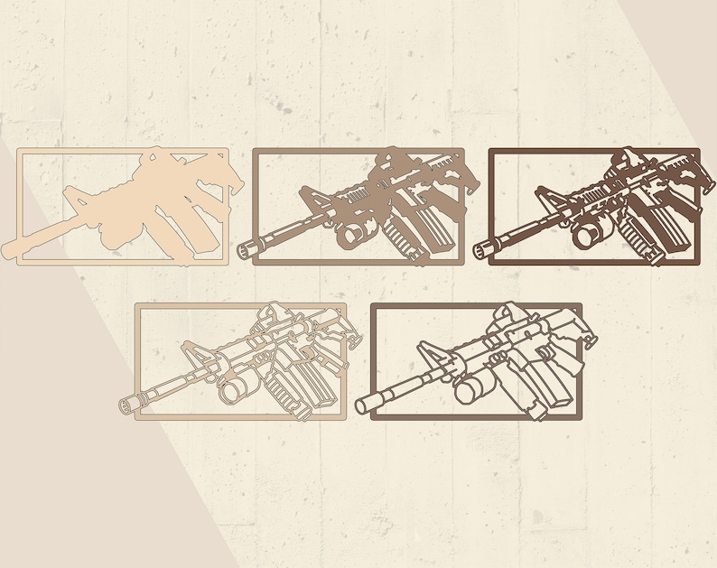Firearm SVG for Laser Cuts, Digital Download, Layered Templates ...