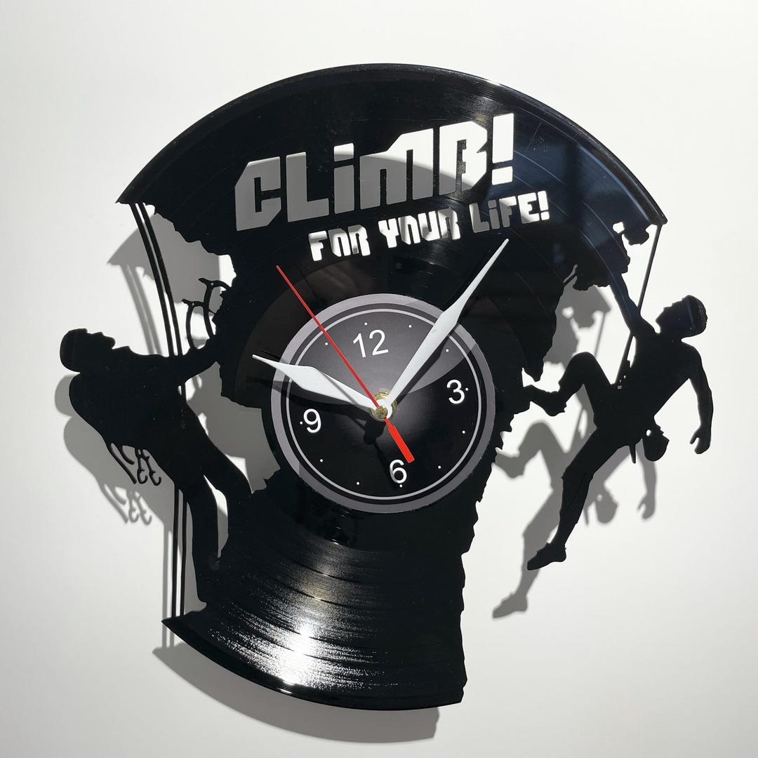 Climbing Vinyl Record Clock, Gift for Climber, Apartment Decor for Men ...
