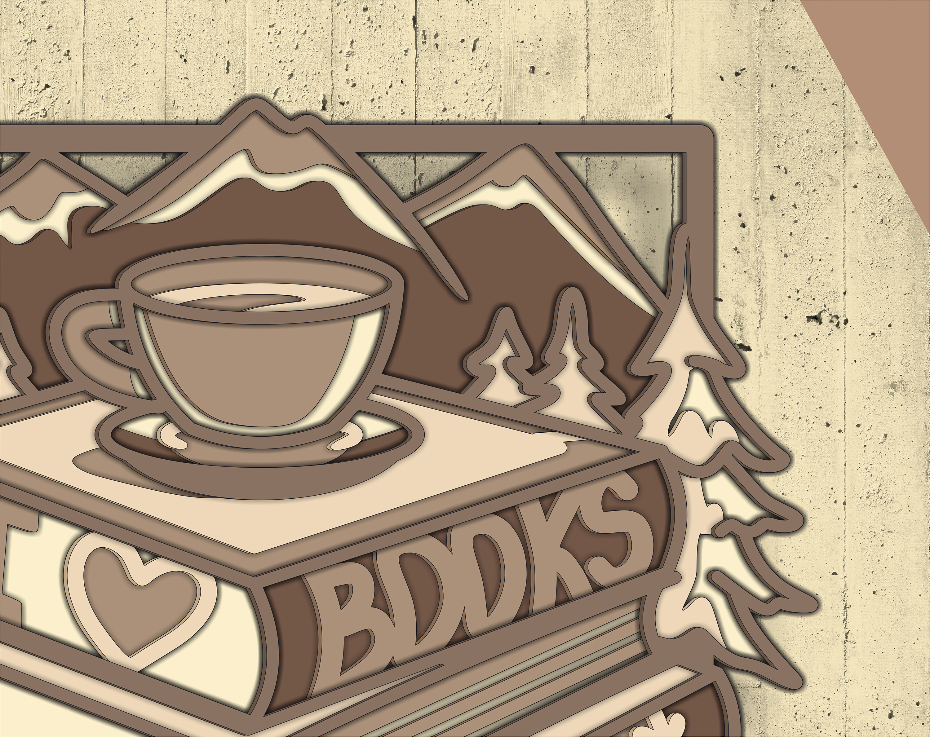 Books and Coffee SVG Files for Cricut, Multilayer Design, Digital ...