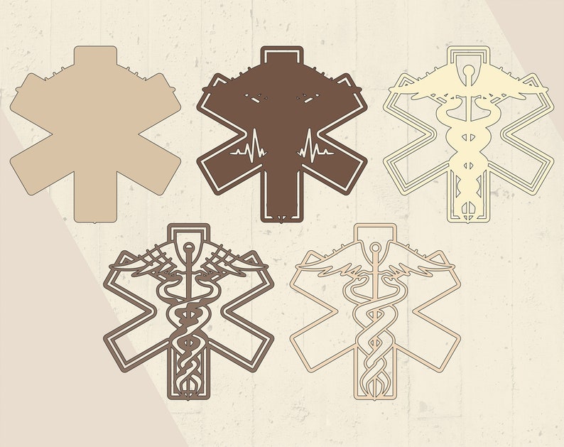 Caduceus 3D SVG para cortes láser, arte medicinal, archivos DXf ...