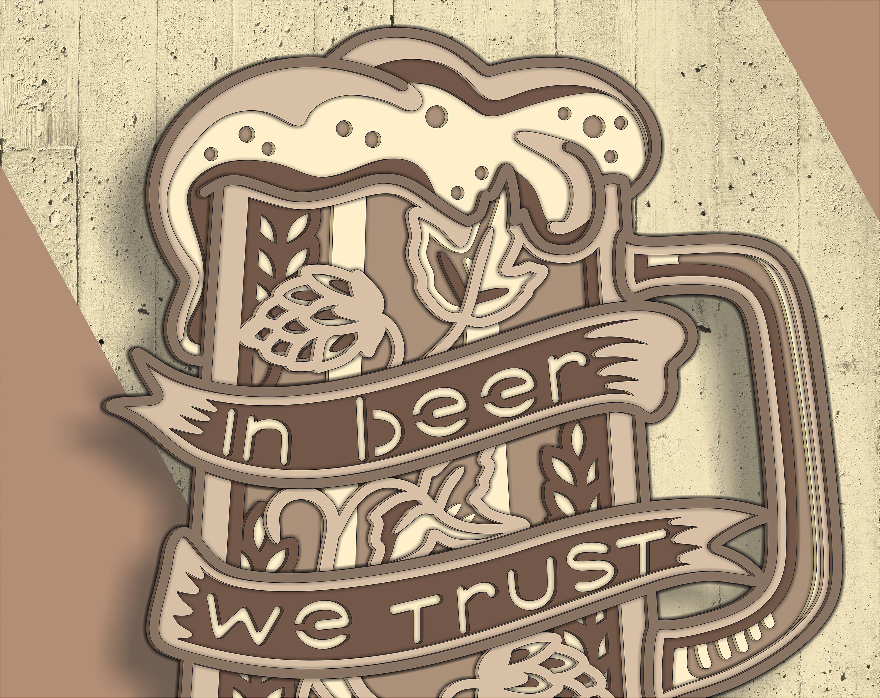 Beer Mug 3D SVG for Laser Cuts, Digital Download, Papercut Template ...