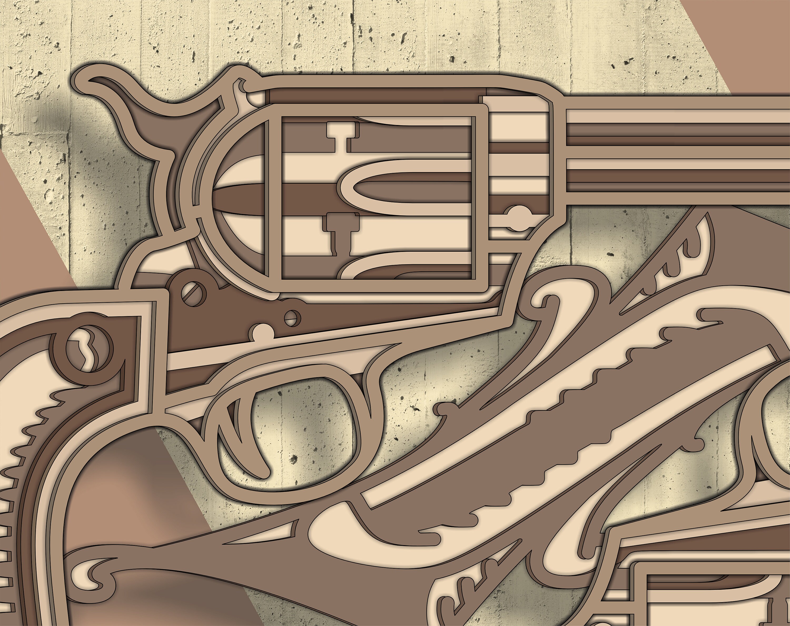 Revolver SVG Files for Cricut, Laser Cut Design, CNC Template, Digital ...