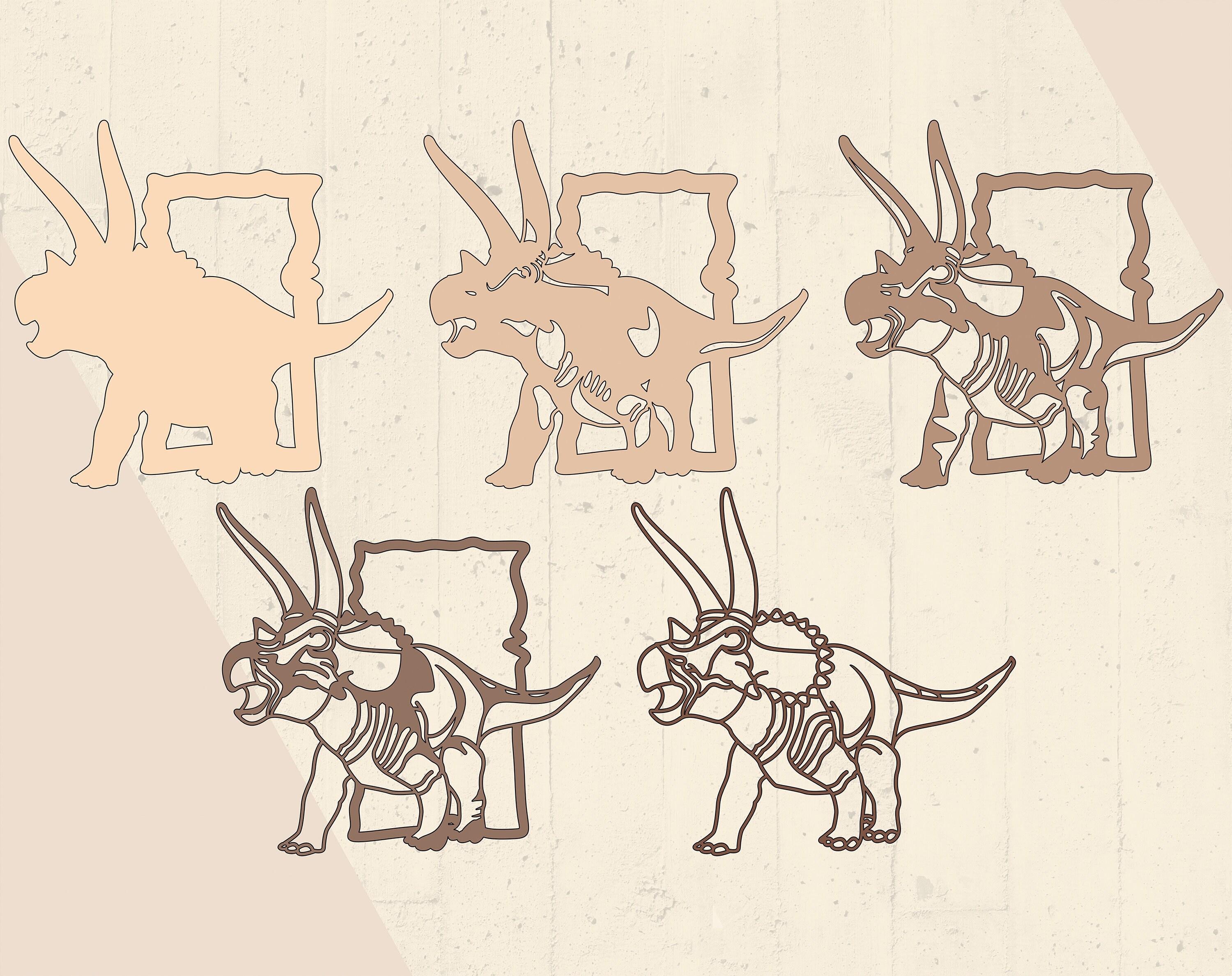 Triceratops 3D Layered SVG, Laser Cut Files, Dinosaur Wood Cutout ...