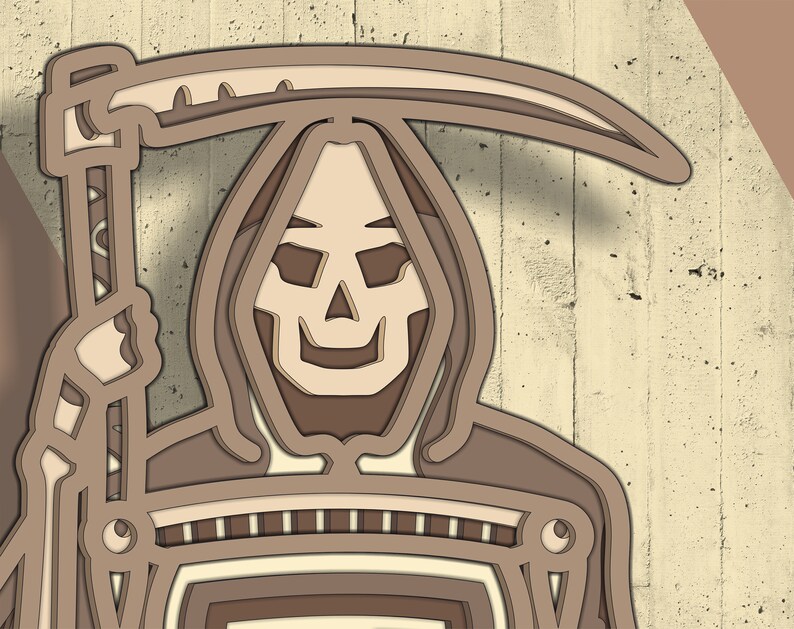 Grim Reaper 3D Multilayered SVG File, Vector Laser Cutting, Instant Digital Download, Hourglass ...