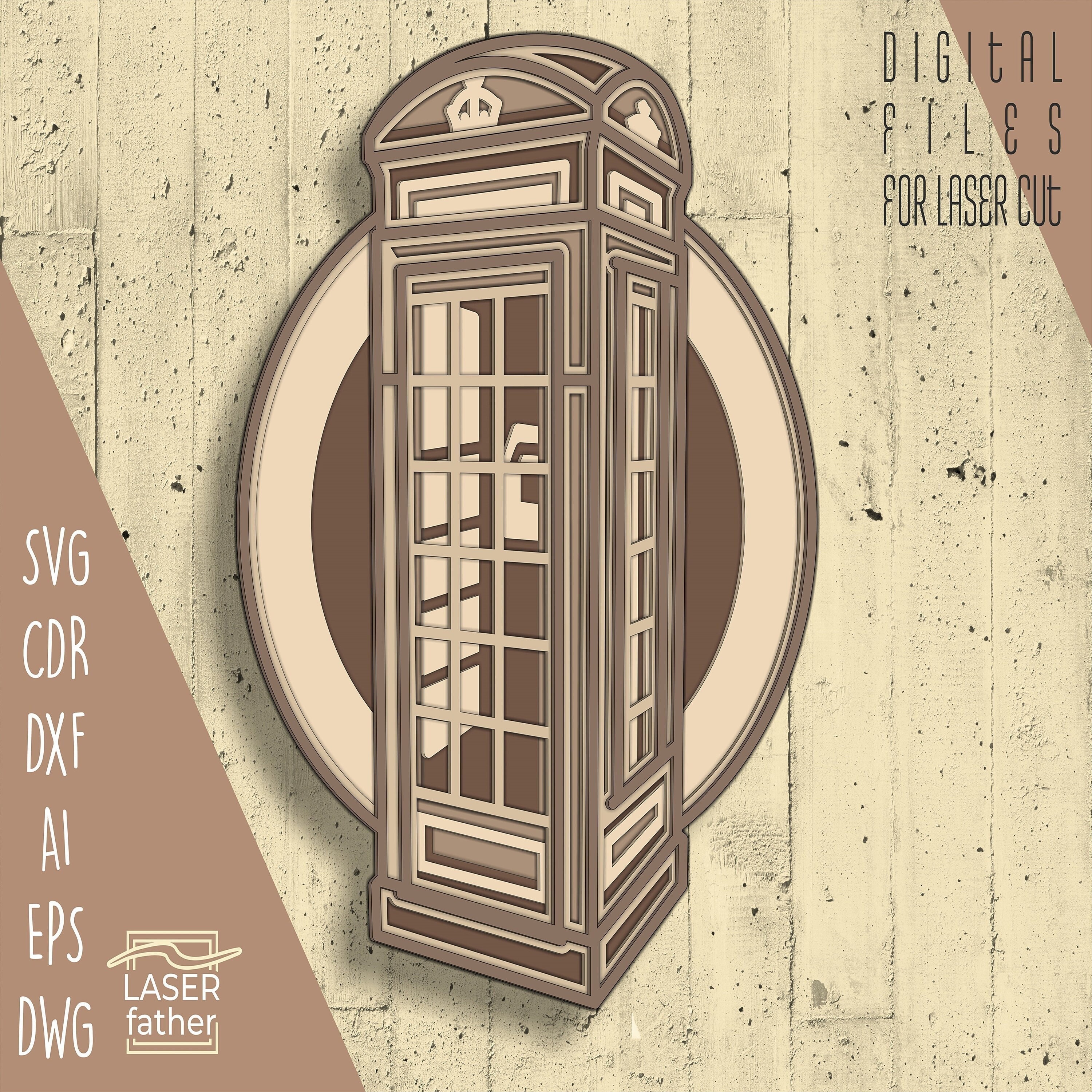 Telephone Booth 3D SVG for Laser Cuts, Instant Digital Download ...
