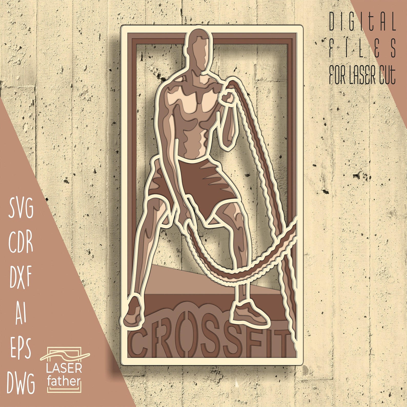 Crossfit SVG for Laser Cuts, Layered Glowforge, Digital Download, CNC ...