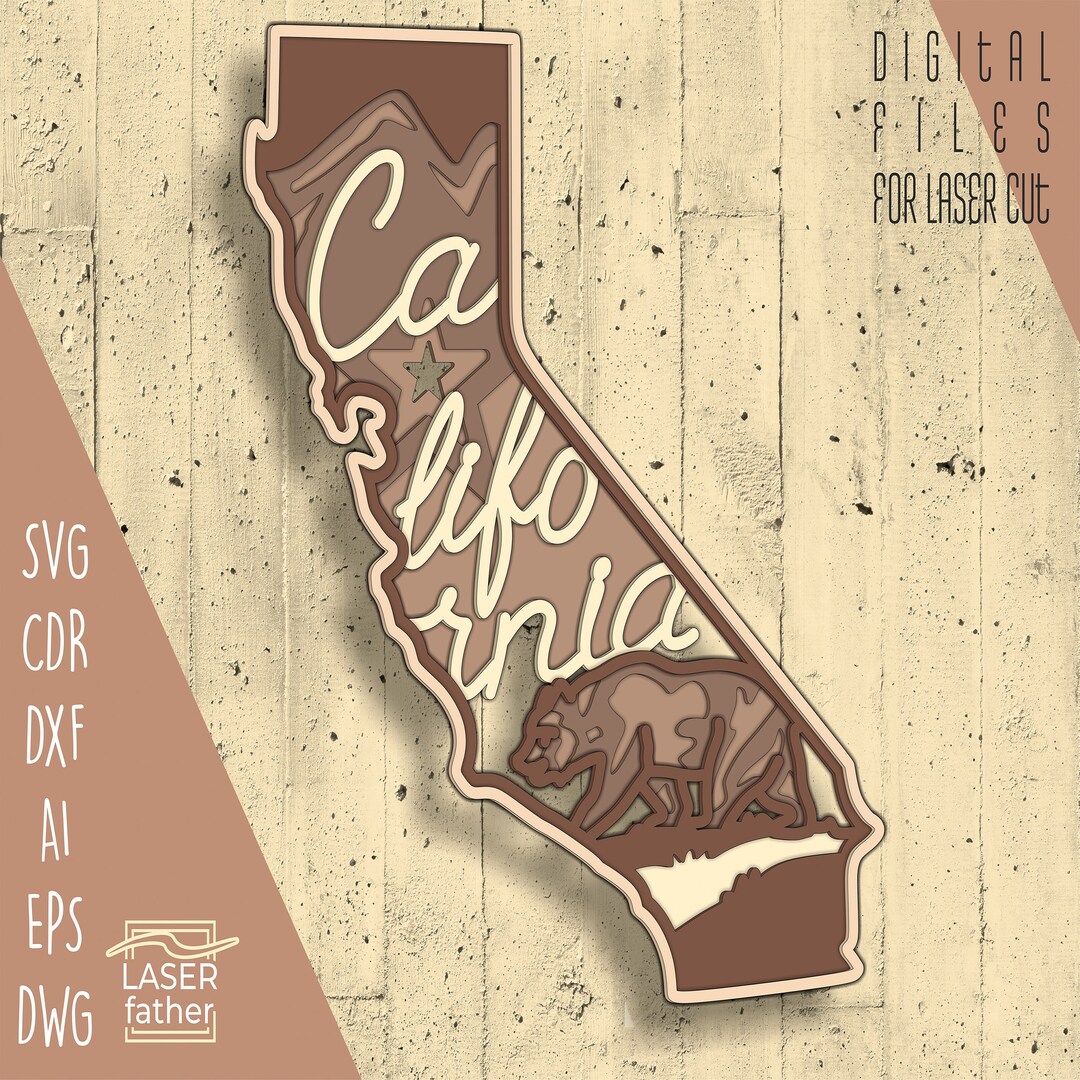 California SVG Files for Cricut, Digital Download Ai Eps Dxf Dwg Cdr ...