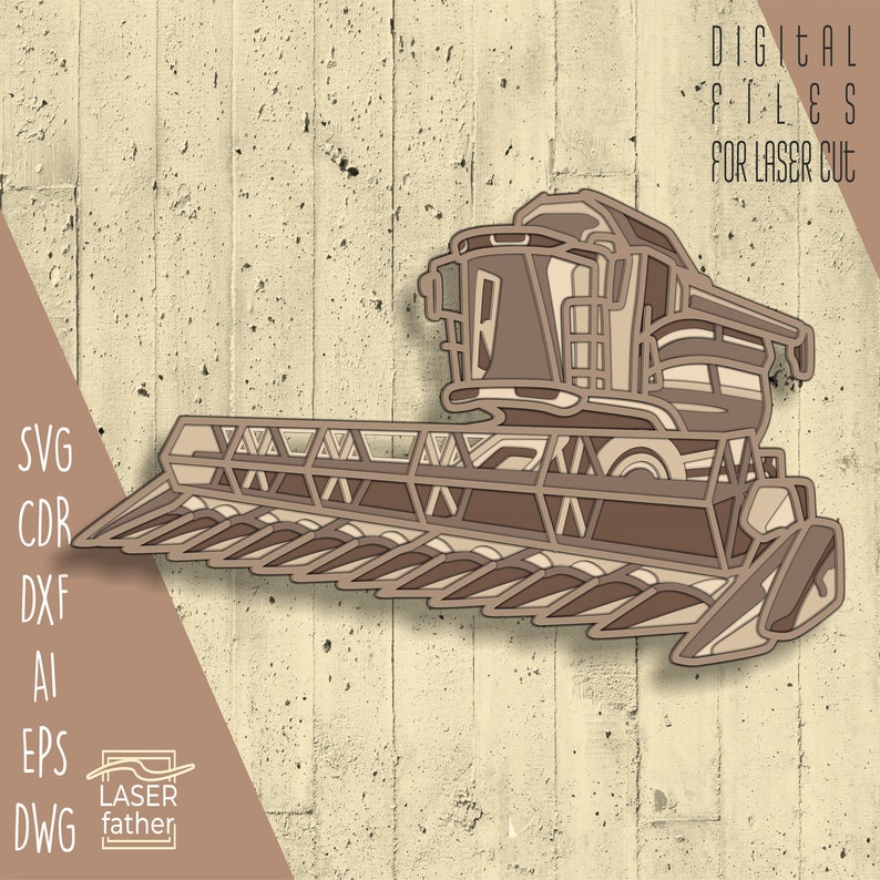 Combine Harvester SVG for Laser Cuts, Layered Glowforge, Digital ...