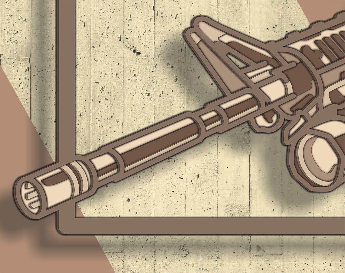 Firearm SVG for Laser Cuts, Digital Download, Layered Templates ...