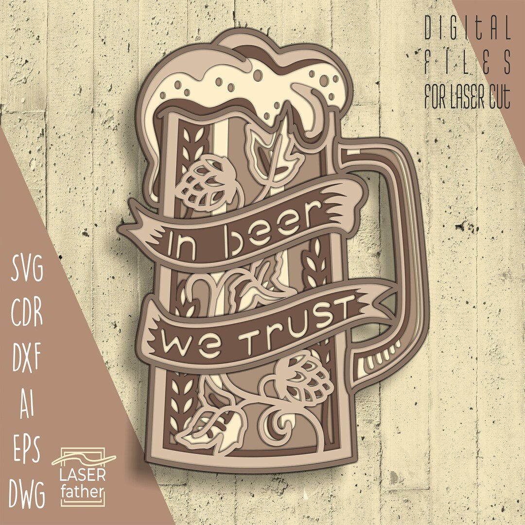 Beer Mug 3D SVG for Laser Cuts, Digital Download, Papercut Template ...