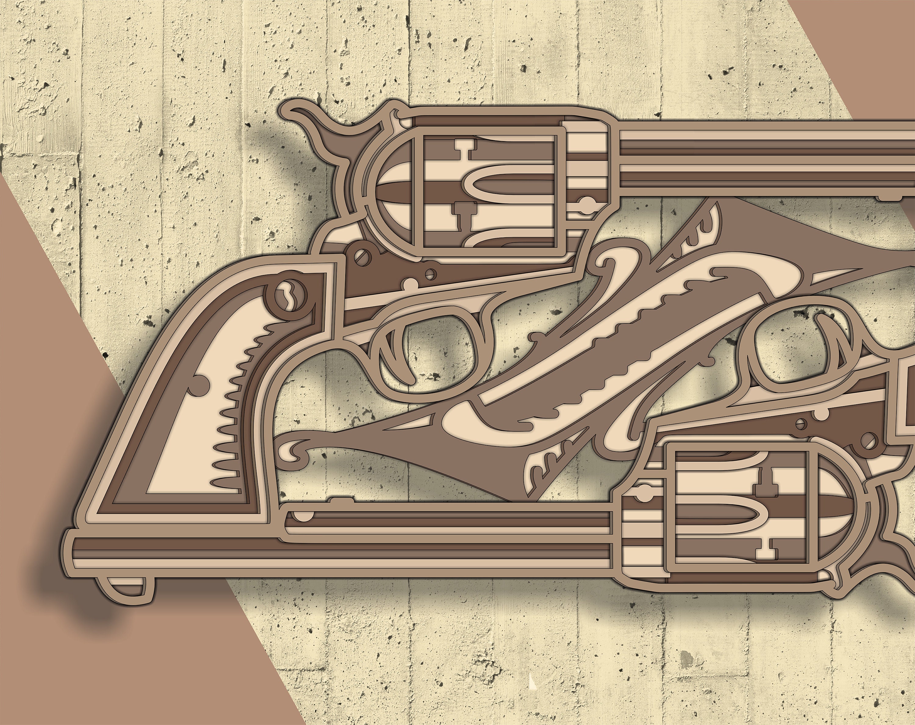 Revolver SVG Files for Cricut, Laser Cut Design, CNC Template, Digital ...