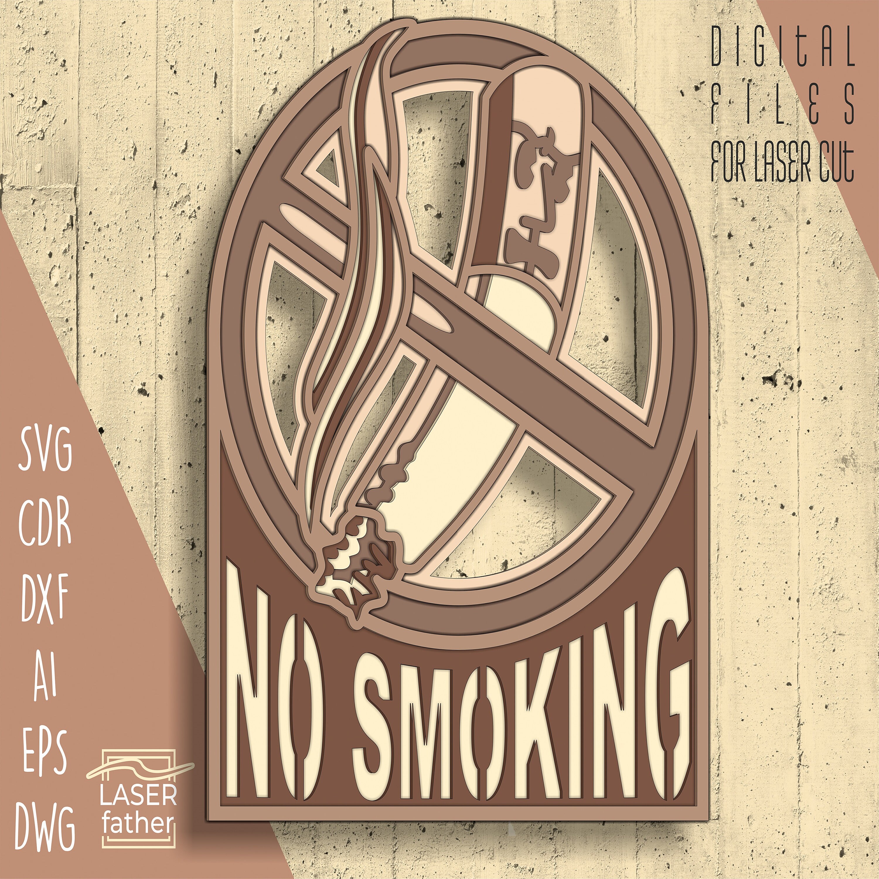 No Smoking SVG for Laser Cuts, Digital Download, Multilayered Dxf Files ...
