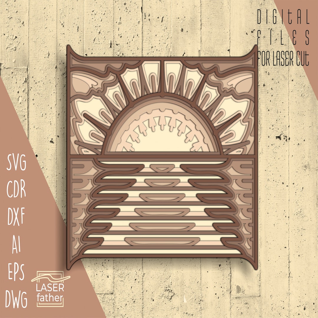 Sunset 3D SVG for Laser Cuts, Multilayered Dxf Files, Digital Download ...