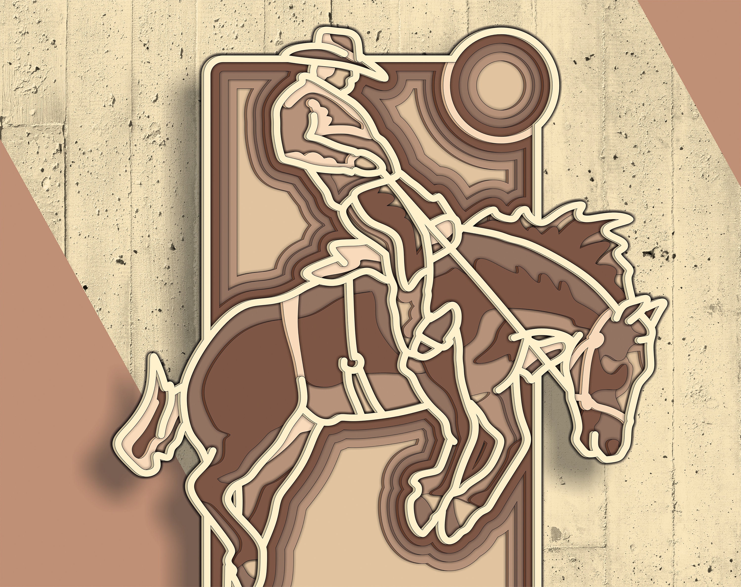 Rodeo 3D Layered SVG, Animal Laser Cut Files, Cowboy DXF, Digital ...