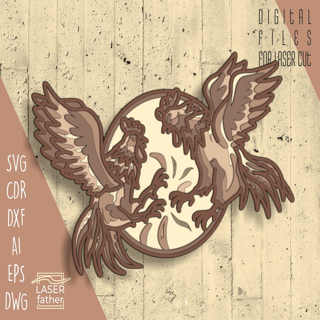 Rooster 3D Multilayered SVG File, Laser Cutting, Digital Download, Farm ...