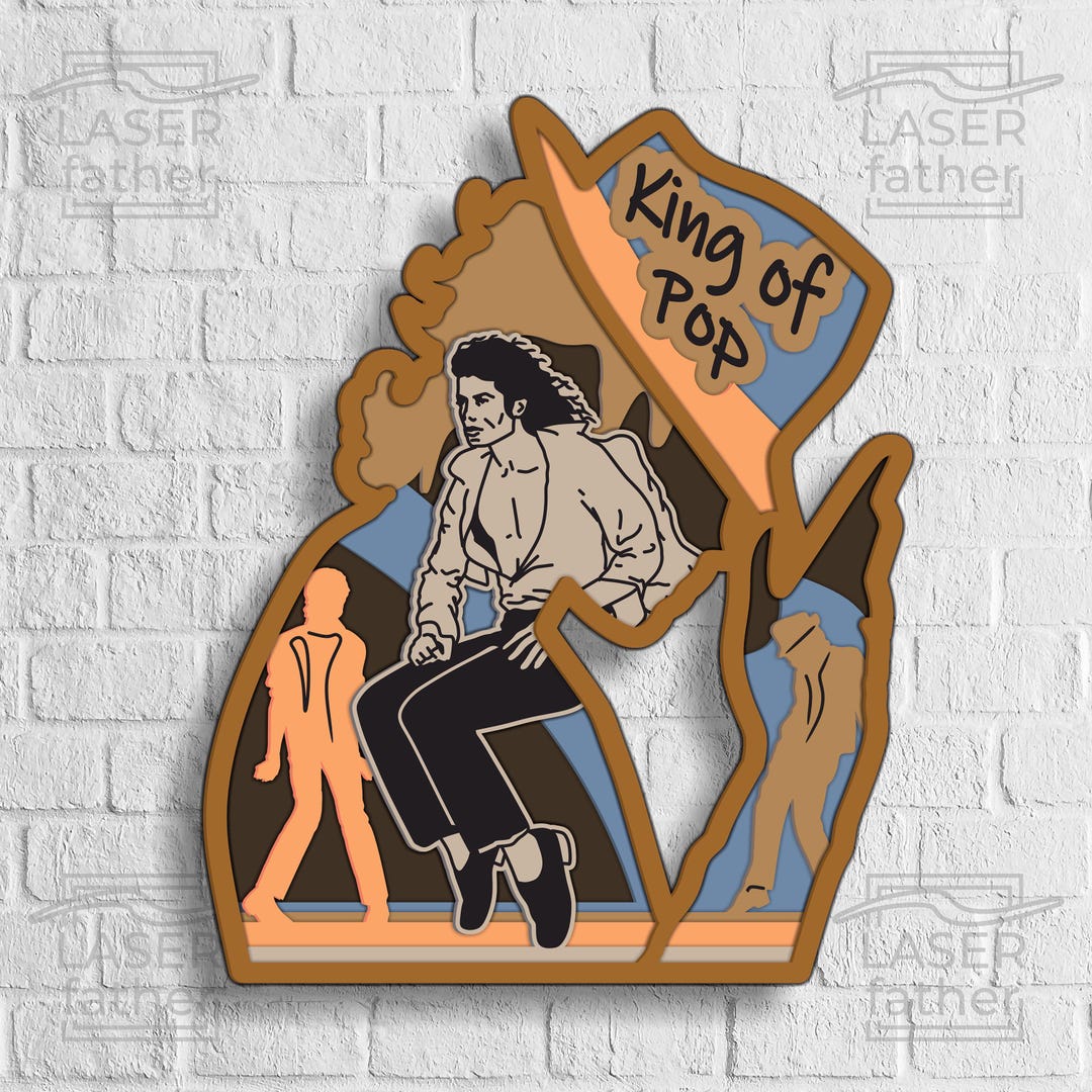 The King of Pop, Plywood Laser Cut File, 3D Layered Art, MJ SVG ...