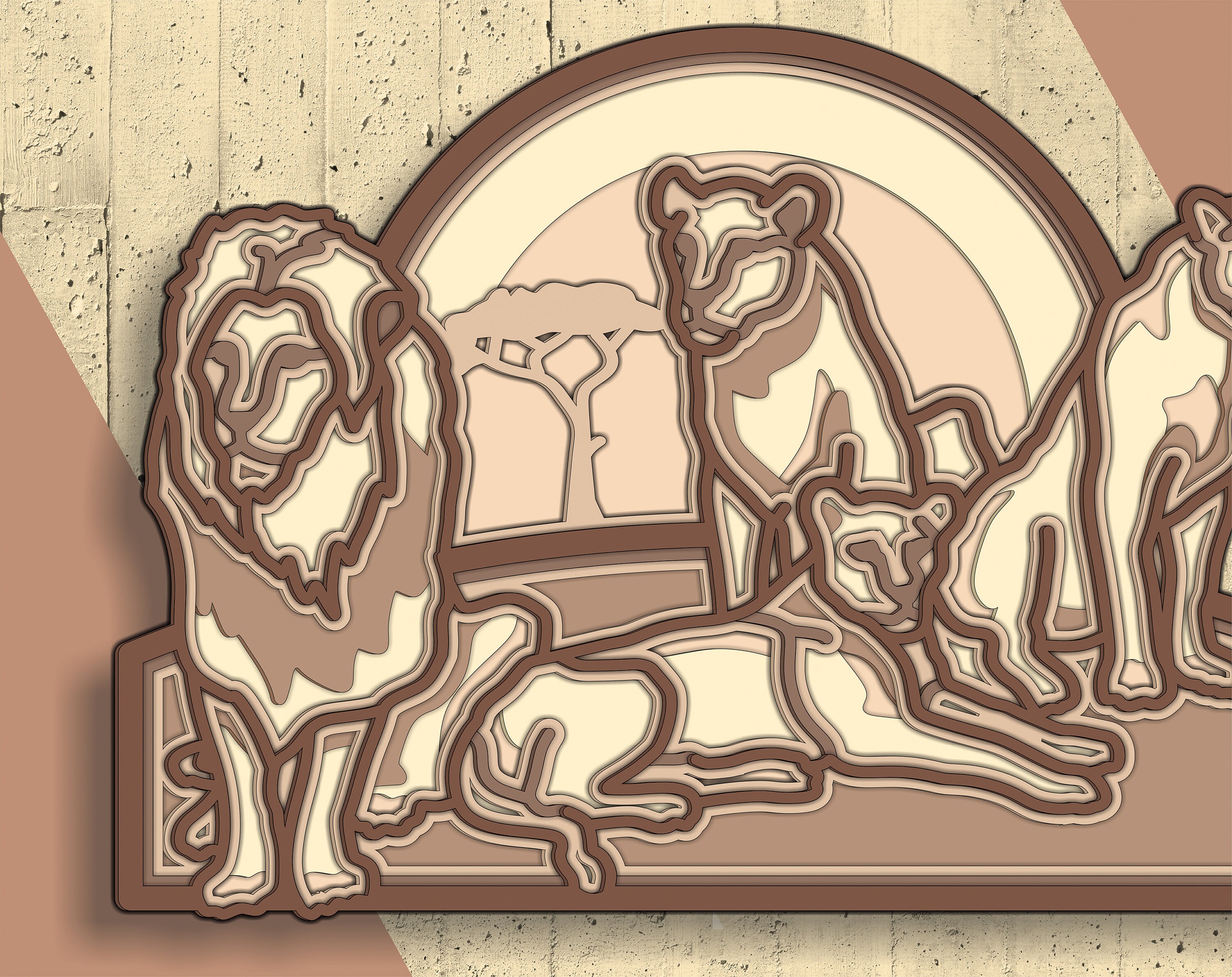 Lions 3D Layered SVG, Animal Laser Cut Files, Instant Digital Download ...