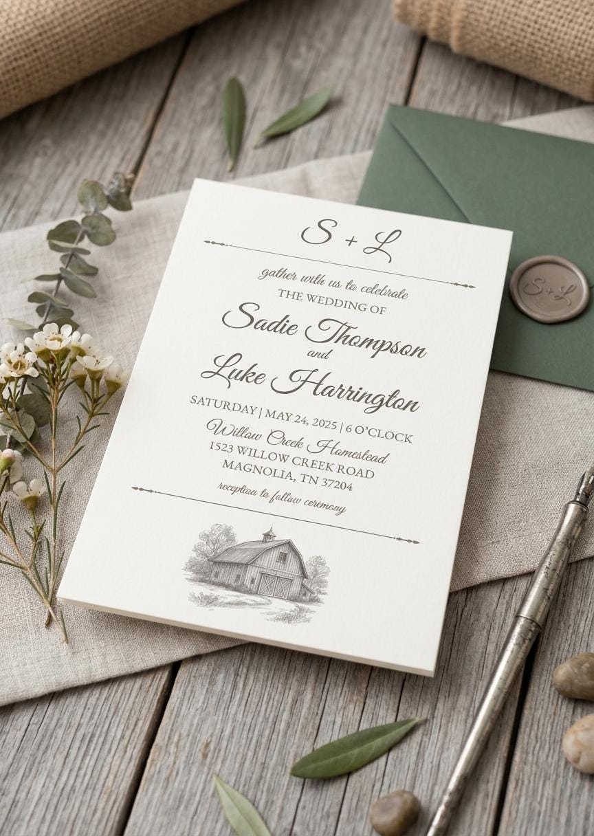 Rustic Barn Wedding Invitation DIGITAL | Farmhouse Country Wedding ...