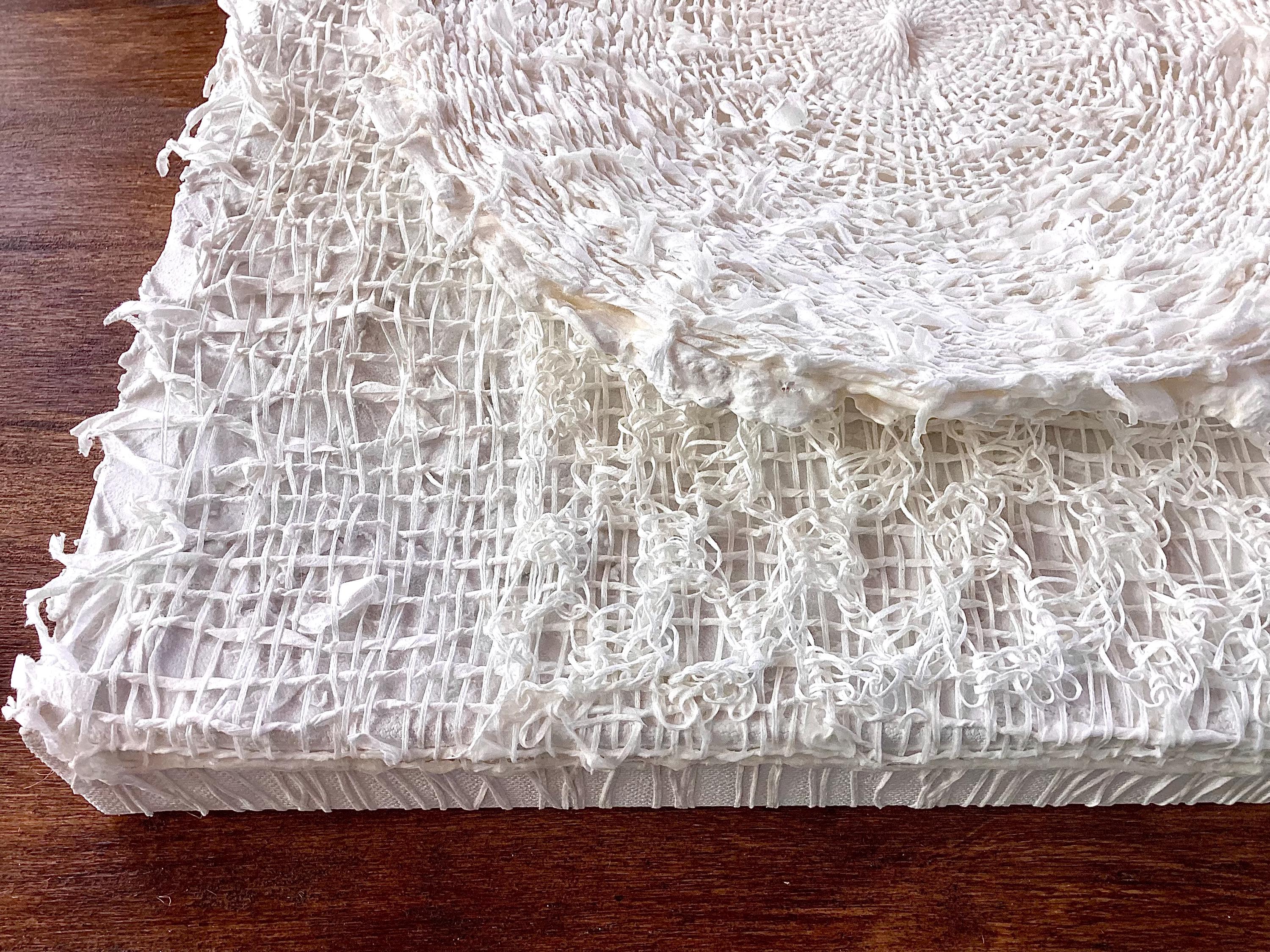 Handmade Cast Paper Vessel on Canvas, With Hand-spun and Woven Rice ...