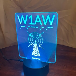Desktop HAM Radio Sign - LED Illuminated - Call Sign & City/state - Etsy