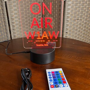 Desktop HAM Radio Sign LED Illuminated on Air With Call Sign and City ...