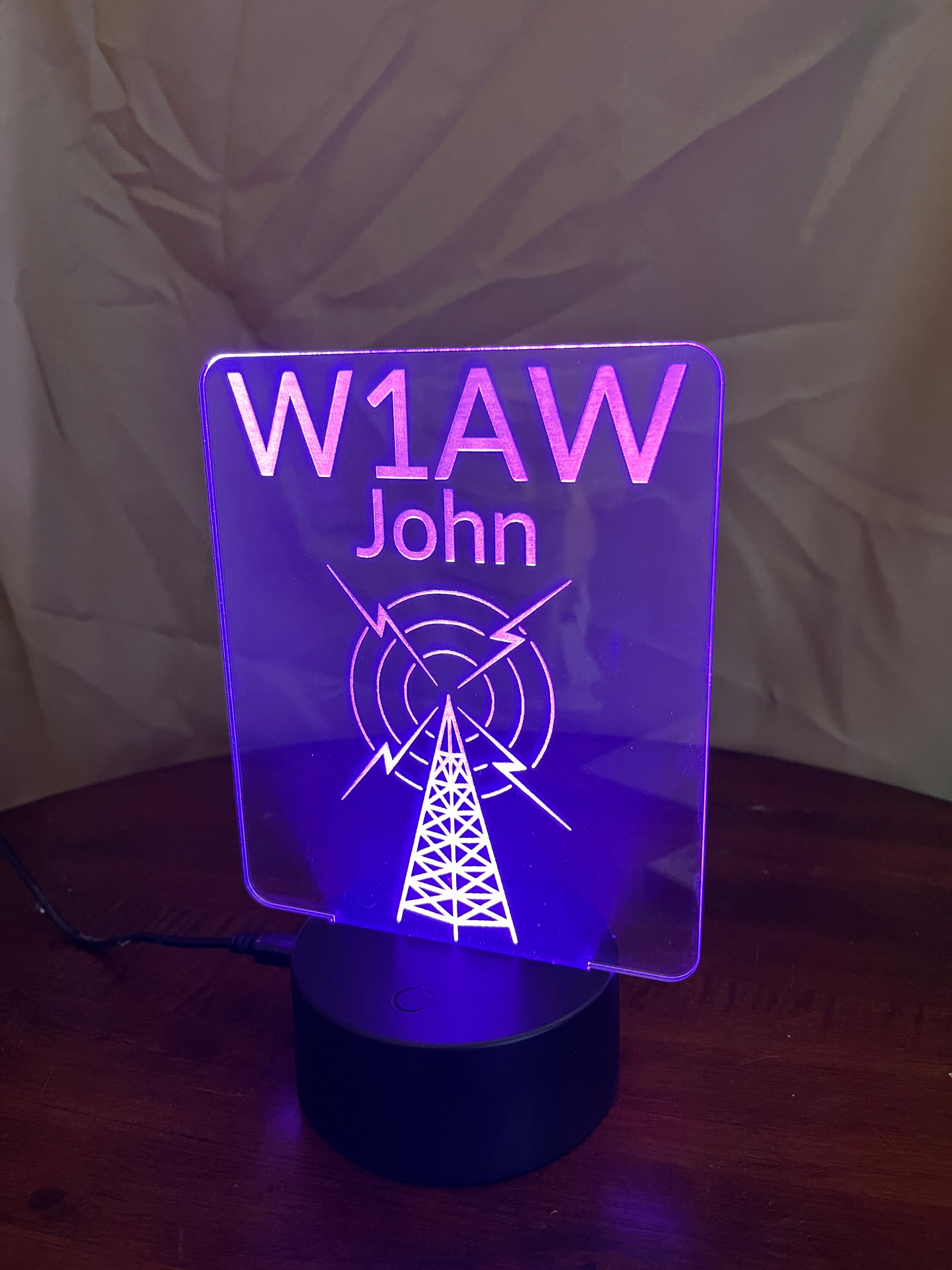 Desktop HAM Radio Sign - LED Illuminated - Call Sign & First Name - Etsy