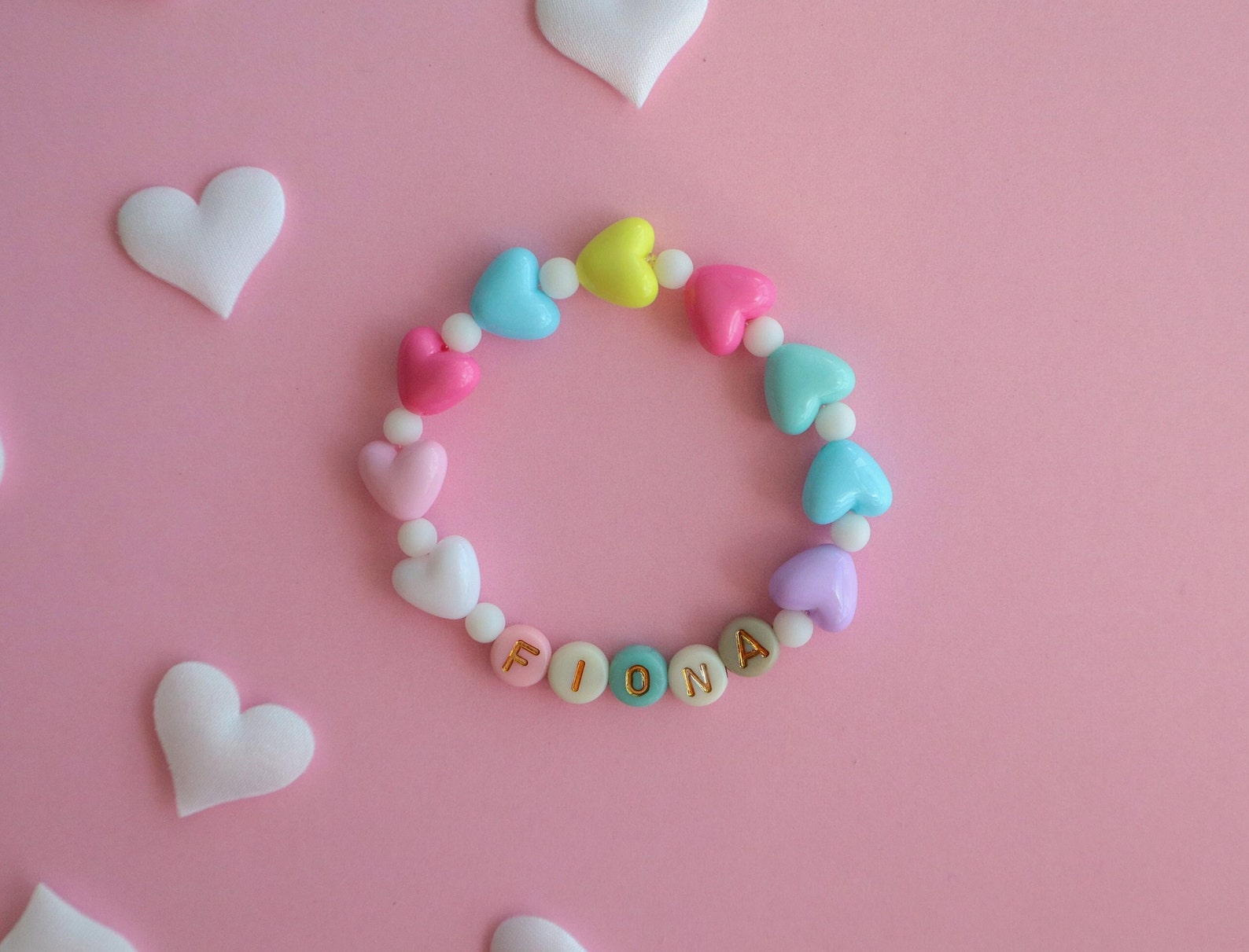 Personalized Kids Bracelets Name Girls Bracelet Heart Beads Bracelet ...
