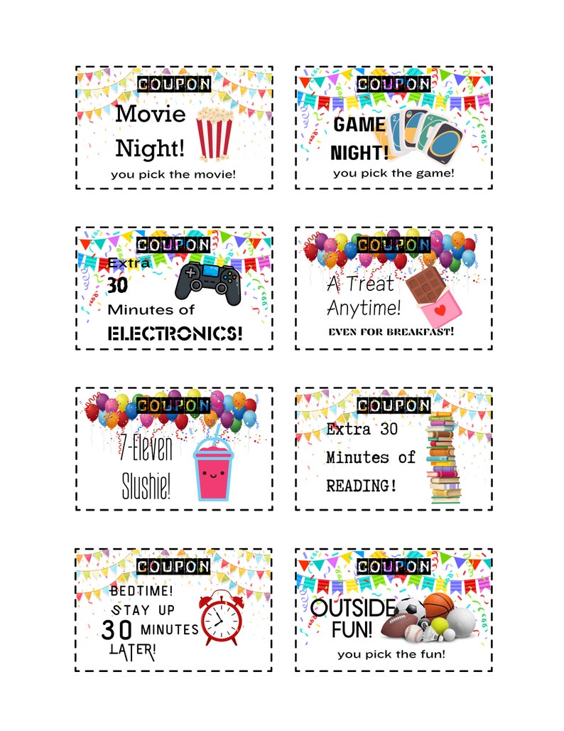 Printable Happy Birthday/reward Coupons for Kids - Etsy