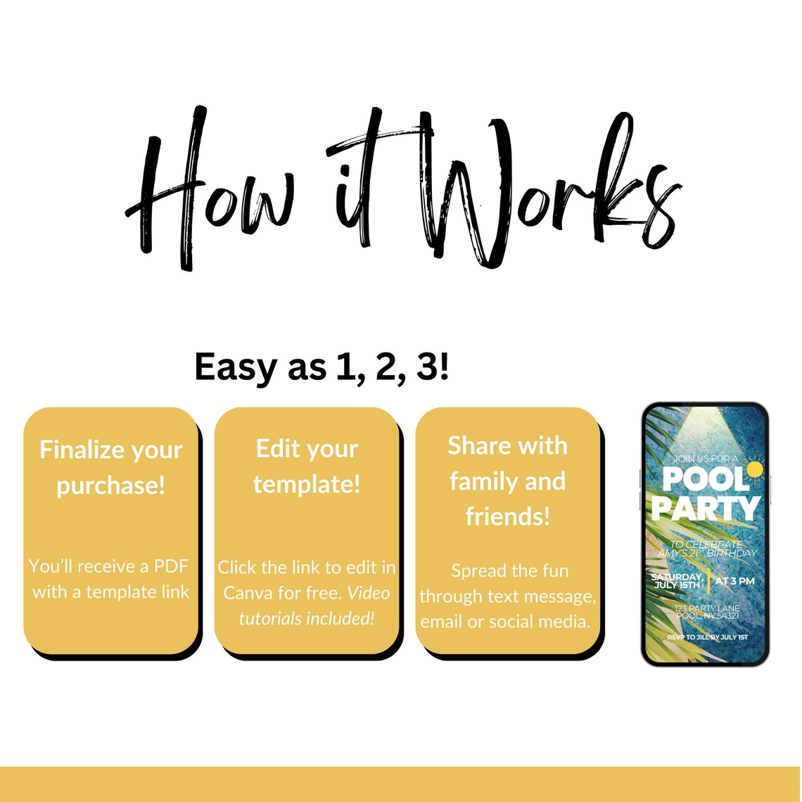 Sunny Spotlight Pool Party Birthday Invitation | Summer Birthday Party ...