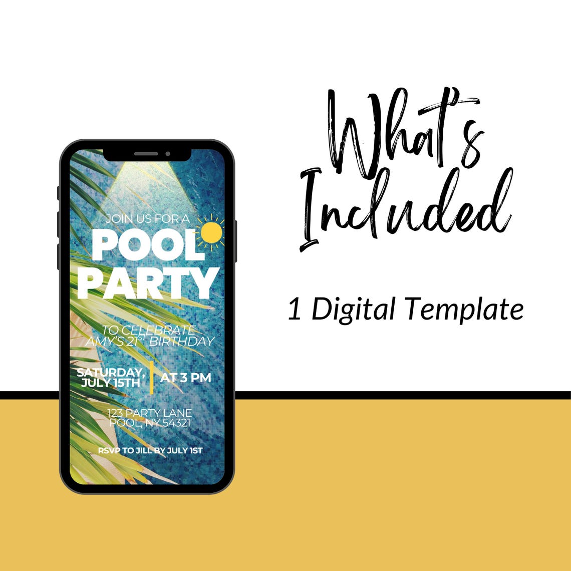 Sunny Spotlight Pool Party Birthday Invitation | Summer Birthday Party ...