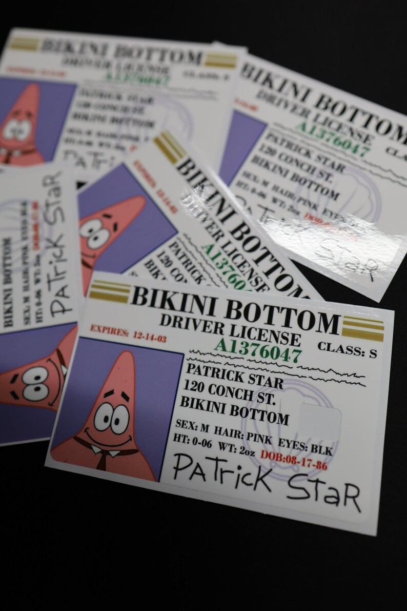 Patrick Star ID Driver License Meme Glossy Card Skin Vinyl Sticker ...