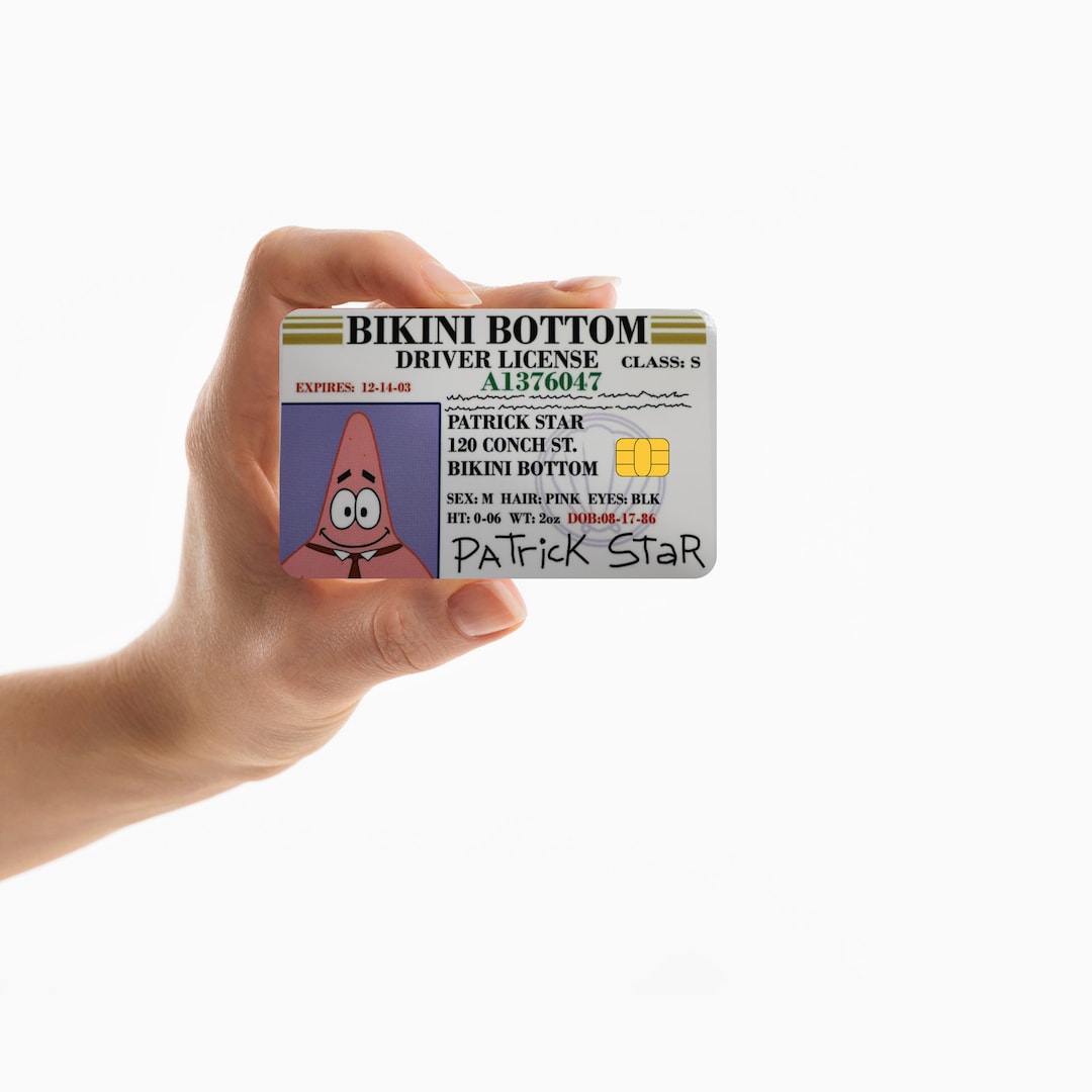 Patrick Star ID Driver License Meme Glossy Card Skin Vinyl Sticker ...