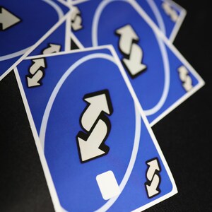 Blue Uno Reverse Card Glossy Vinyl Card Cover, Premium High Quality ...