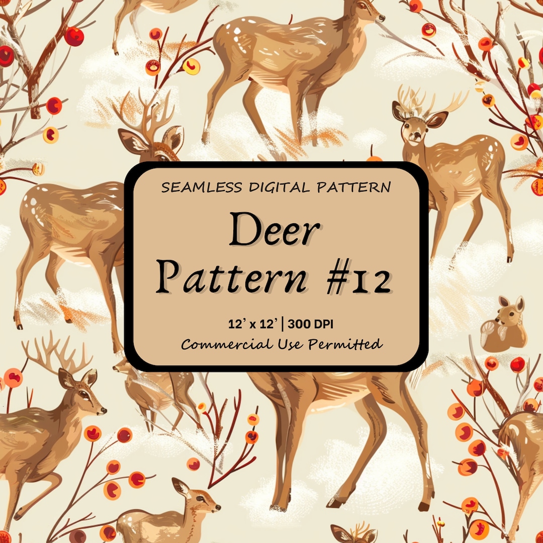 Deer Pattern 12 Seamless Pattern Unlimited Commercial License Use ...