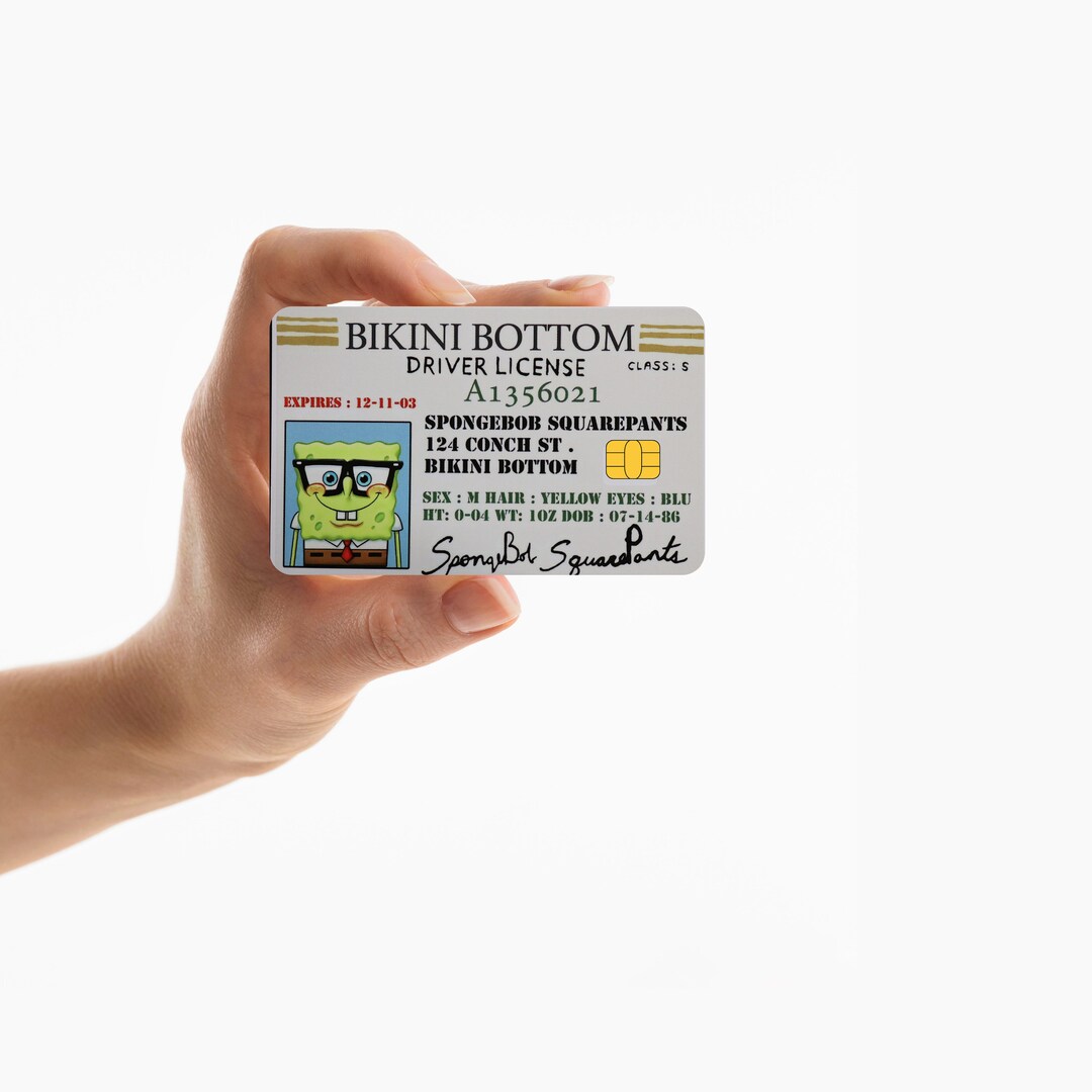 Spongebob Driver's License ID Premium Glossy Waterproof Credit/debit ...