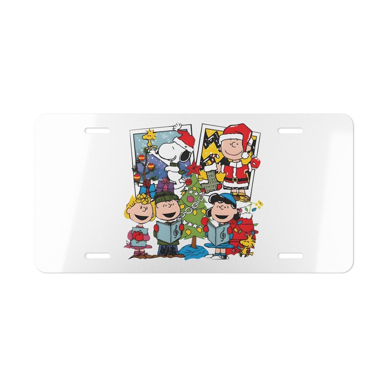 Peanuts Christmas Carolers Vanity Plate | Snoopy, Charlie Brown Holiday ...