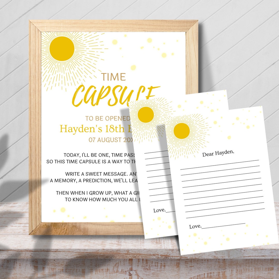 Editable Sunshine Time Capsule and Matching Note Cards, First Trip ...