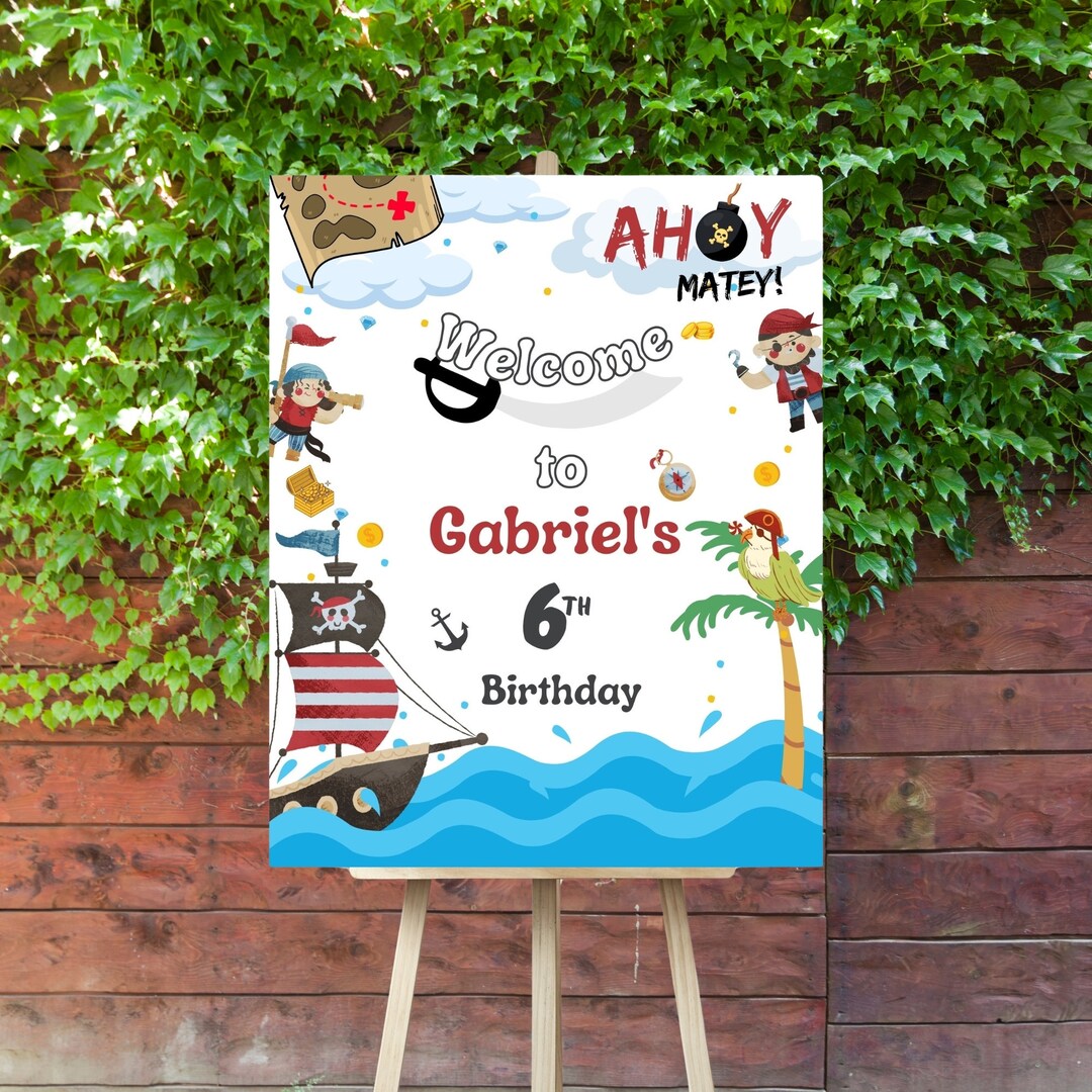 Editable Pirate Birthday Party Welcome Custom Sign Pirate Party ...