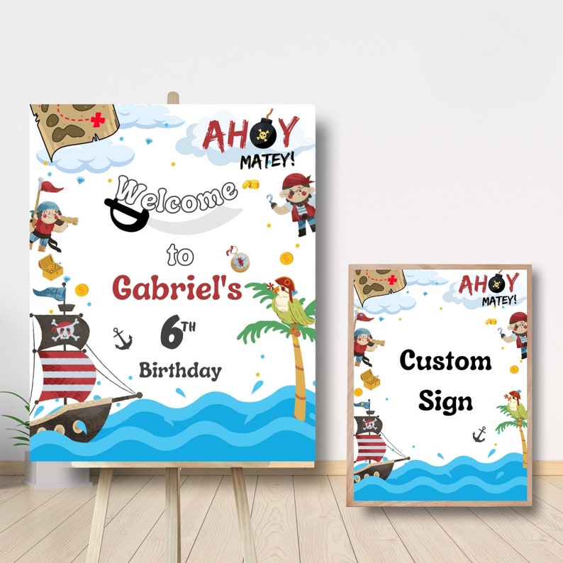 Editable Pirate Birthday Party Welcome Sign Pirate Birthday Party ...